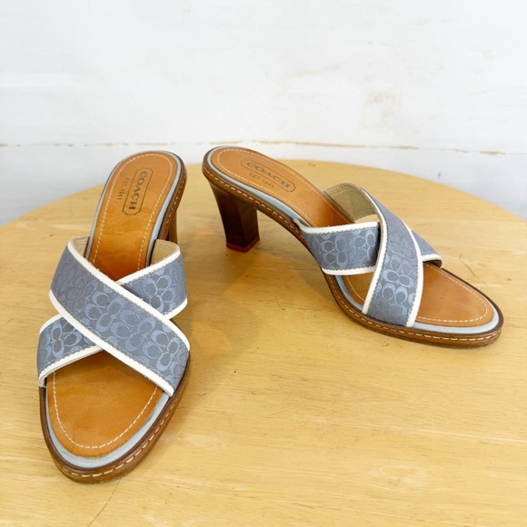 Coach | Shoes | Coach Dede Criss Cross Canvas Logo Mules 75 | Poshmark
